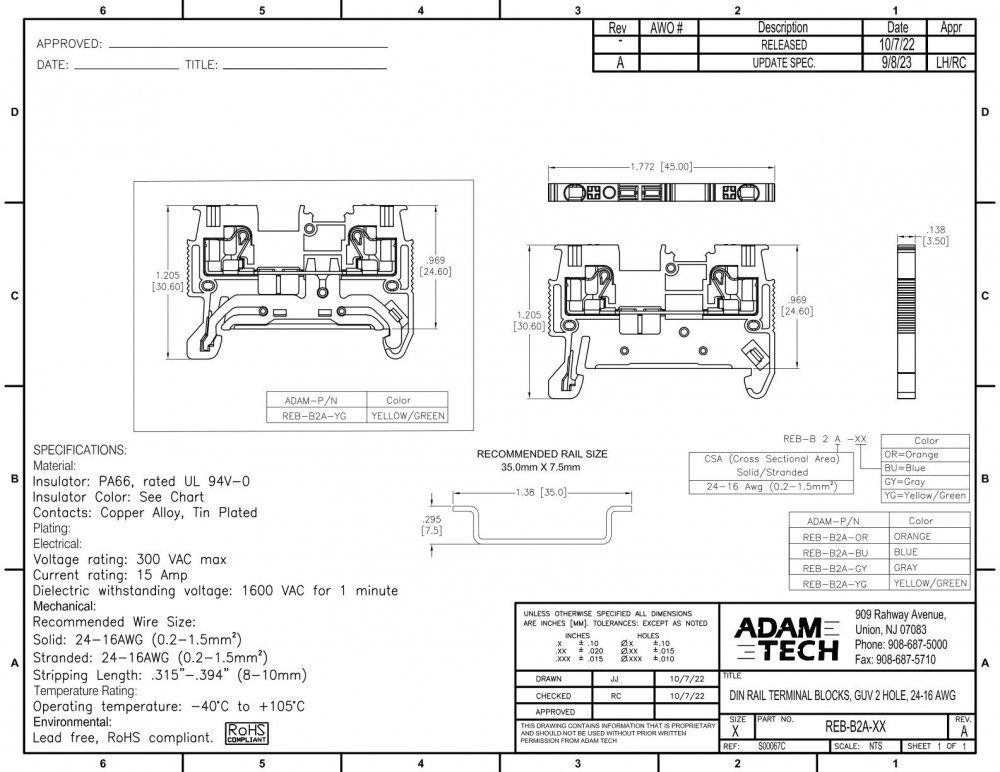 ADAM TECH REB-B2A-XX product specification and drawing
