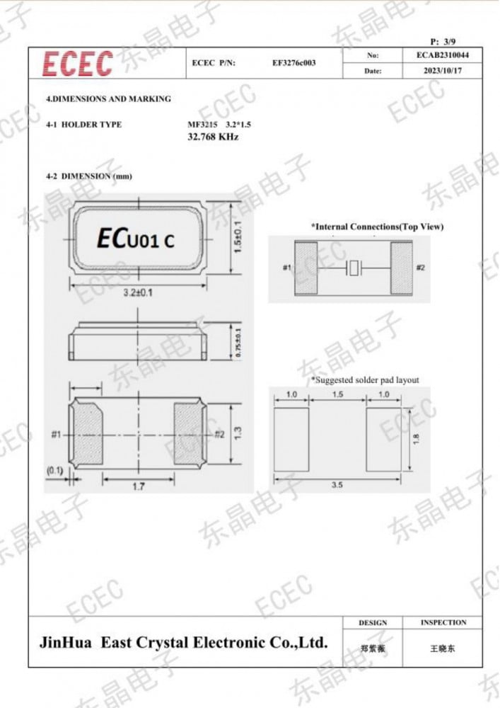 ECEC EF3276c003 dimension and marking page