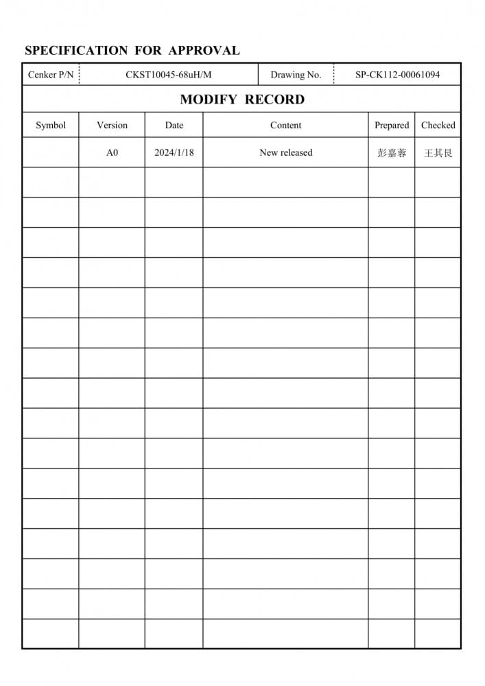 CKST10045-68uH/M approval specification page 2