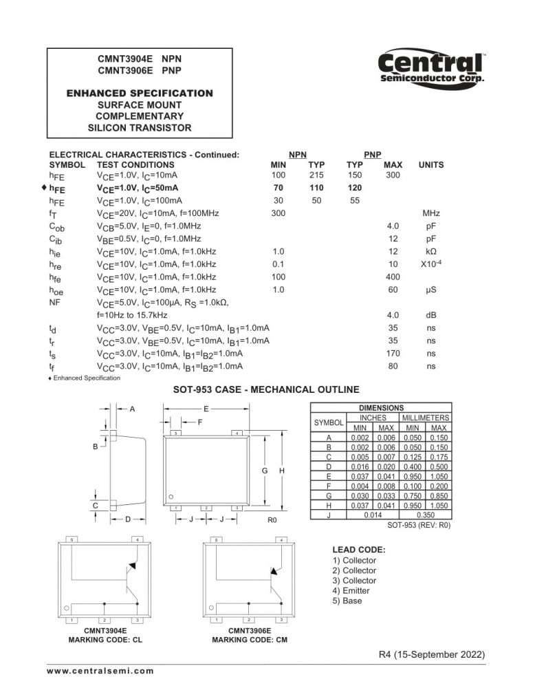 CMNT3904E datasheet page 2