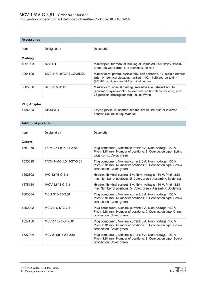 Phoenix Contact 1803455 technical document page 3