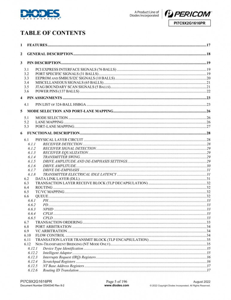 PI7C9X2G1616PR datasheet page 5