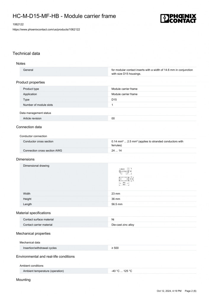 Phoenix Contact 1062122 technical document page 2