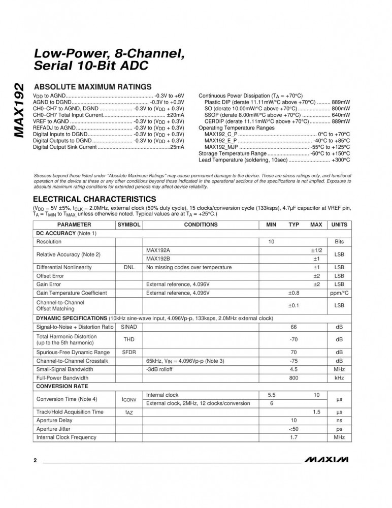 MAX192 datasheet page 2