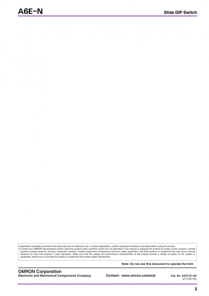OMRON A6E series DIP switch documentation page 3