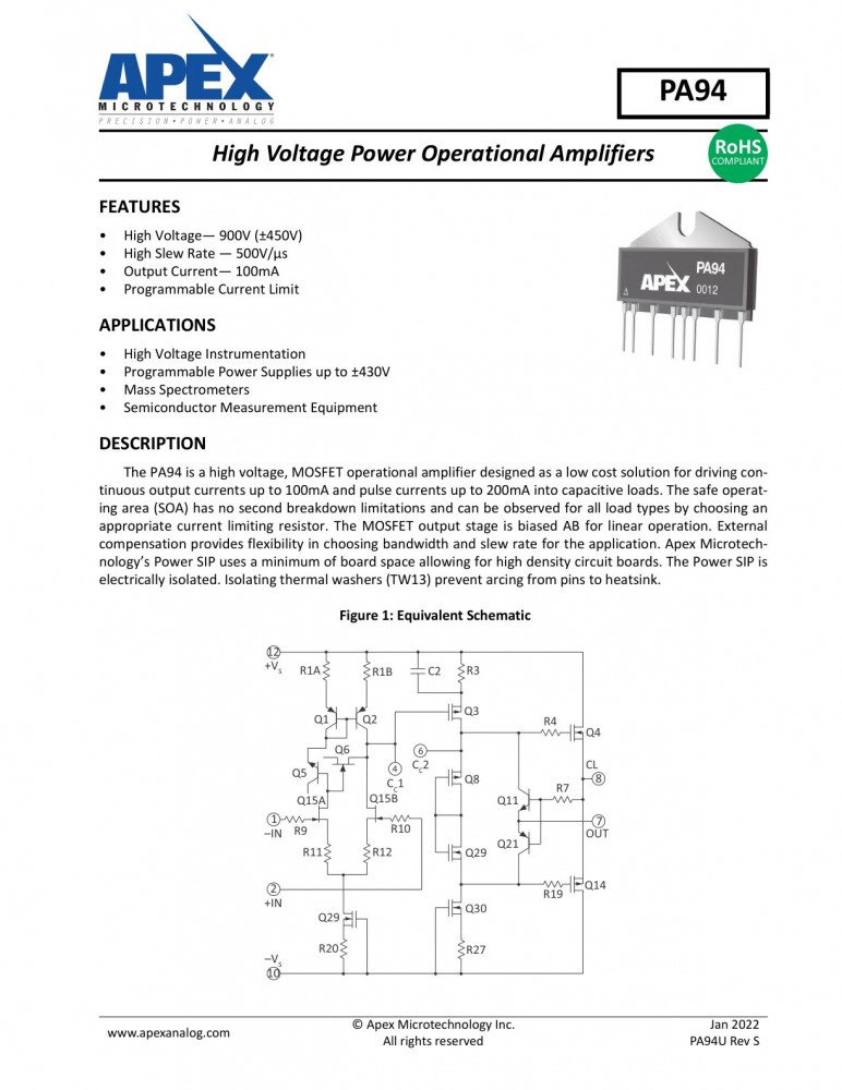 PA94 datasheet page 1