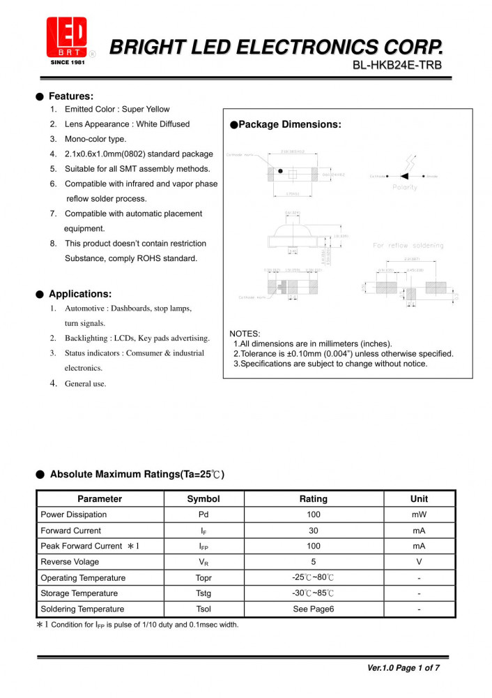BL-HKB24E-TRB datasheet page 1