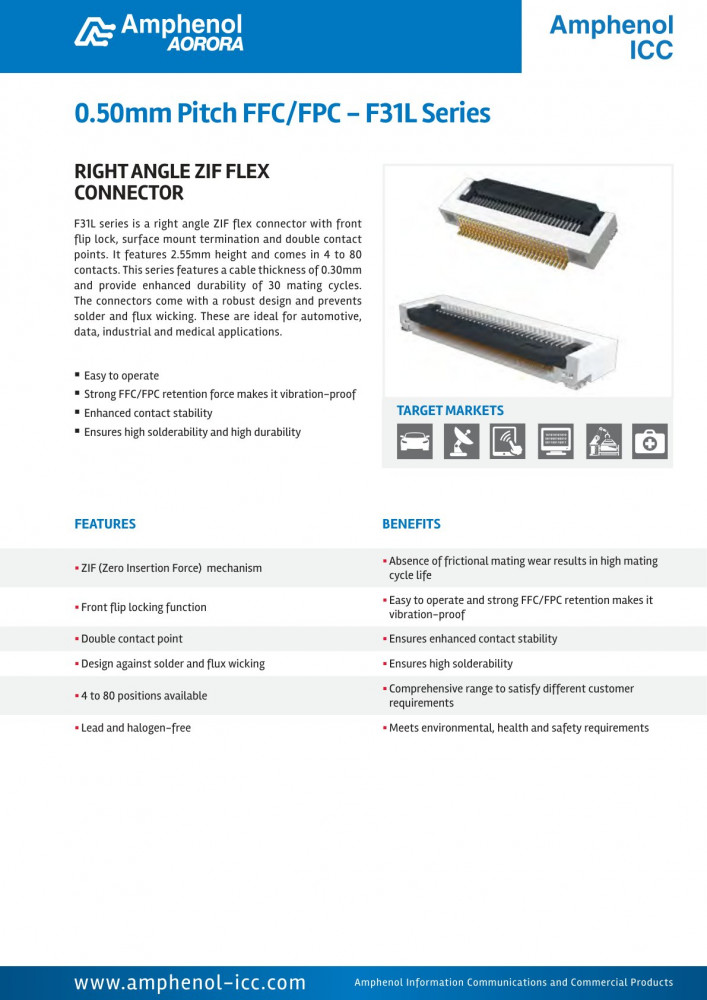 Amphenol F31L series technical document page 1