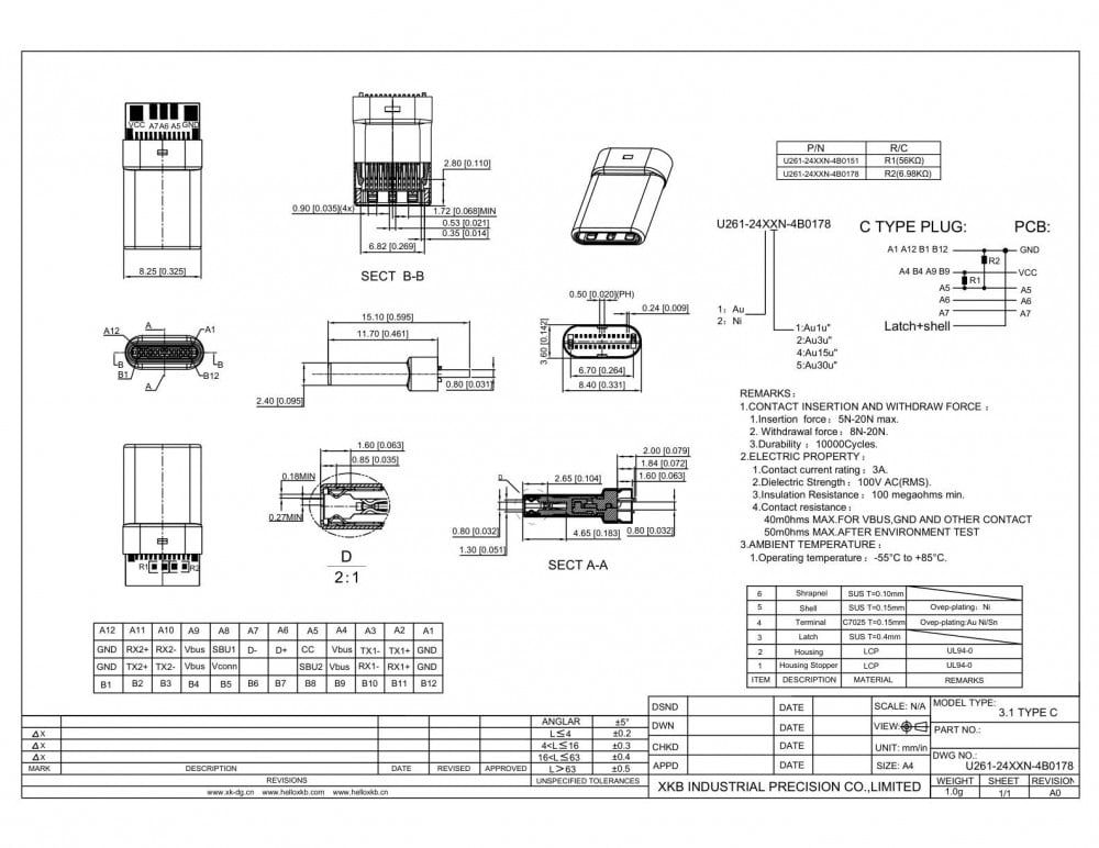 U261-2422N-4B0178 technical drawing page 1