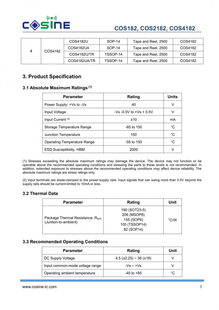 COS4182U datasheet page 3