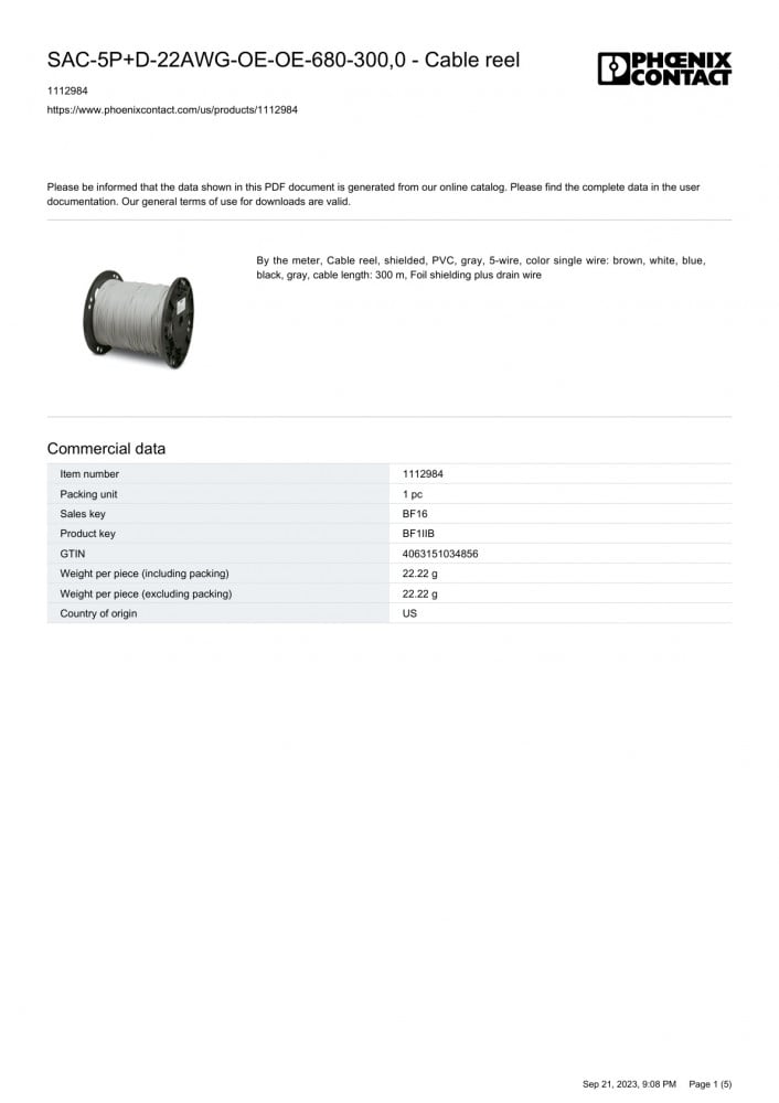 Phoenix Contact 1112984 catalog page 1