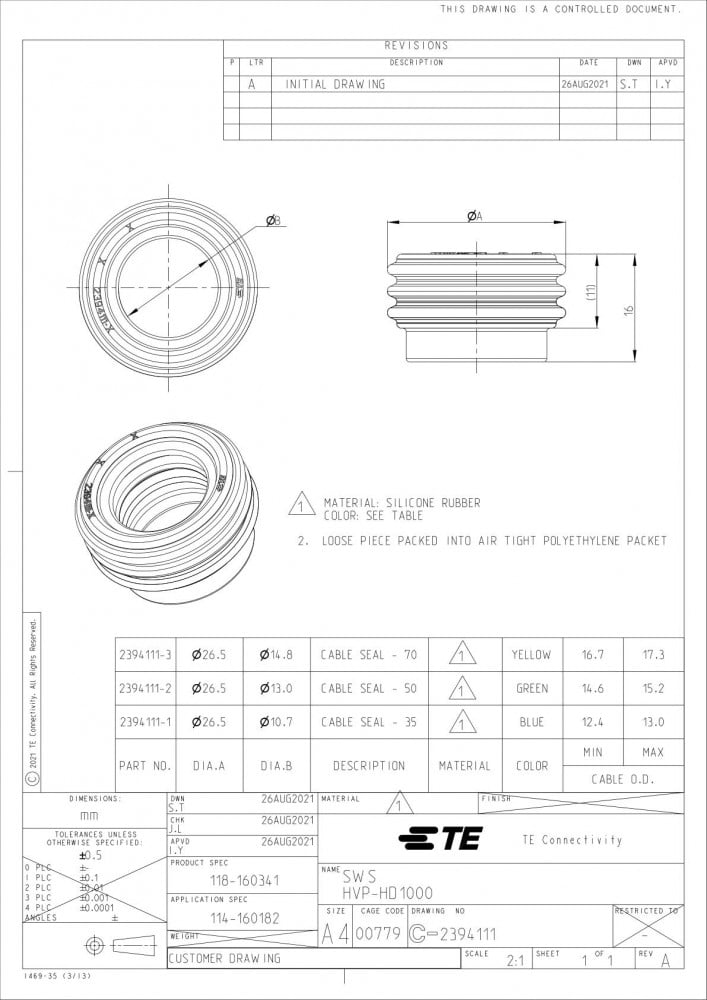TE Connectivity 2394111-2 technical drawing preview