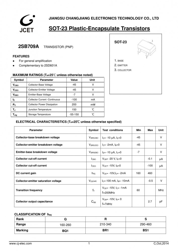 2SB709A datasheet page 1
