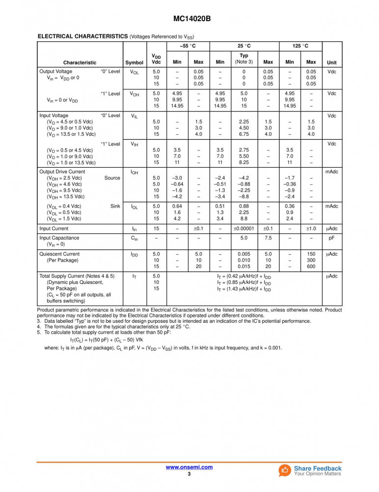 MC14020B datasheet page 3