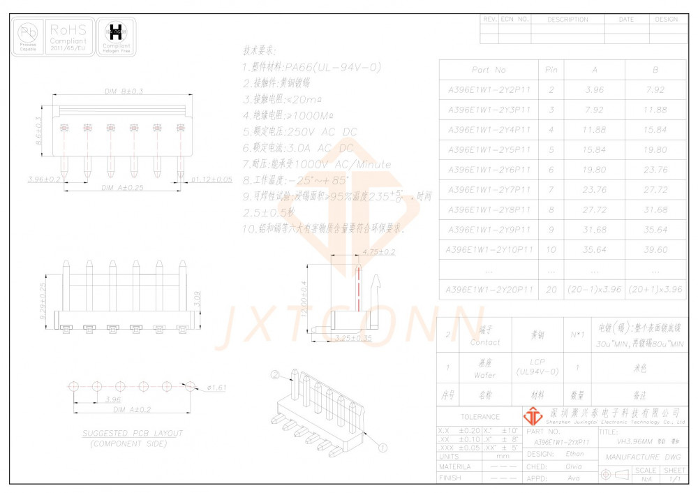 A396E1W1-2Y2P11 technical drawing page 1