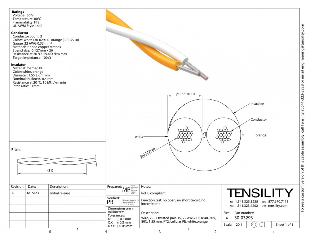 Tensility International 30-03293 product drawing
