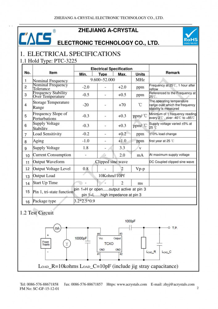 PTC3225 technical document page 2