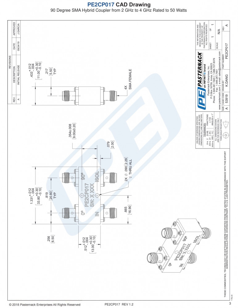 PE2CP017 technical datasheet page 3