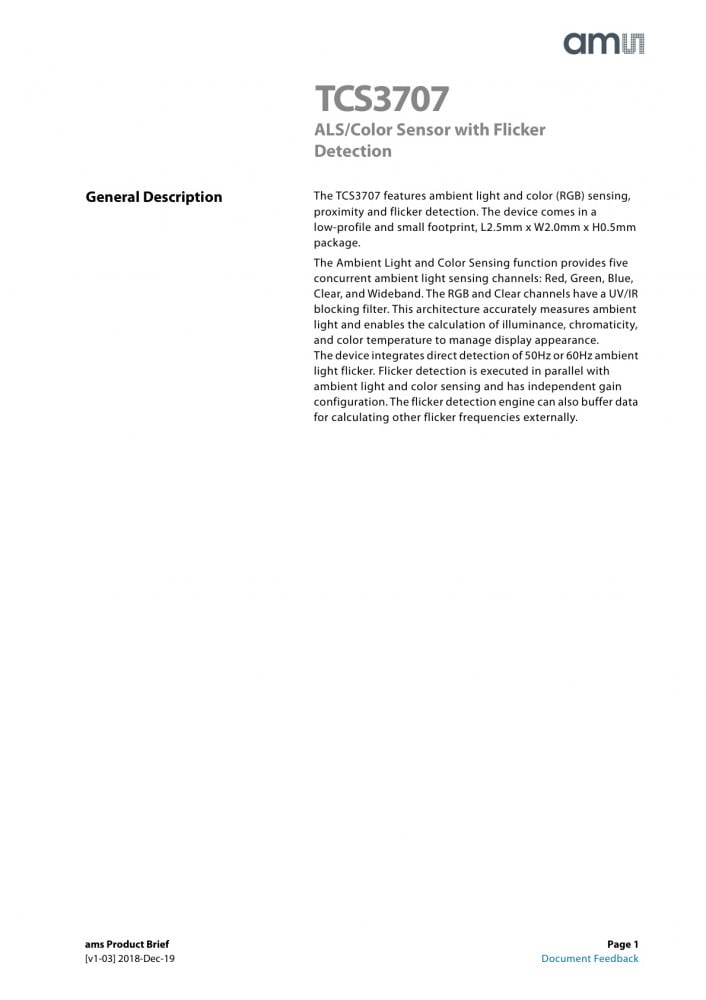 TCS37073M technical document page 1