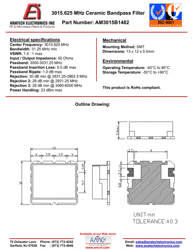 AM3015B1482 technical document page 1