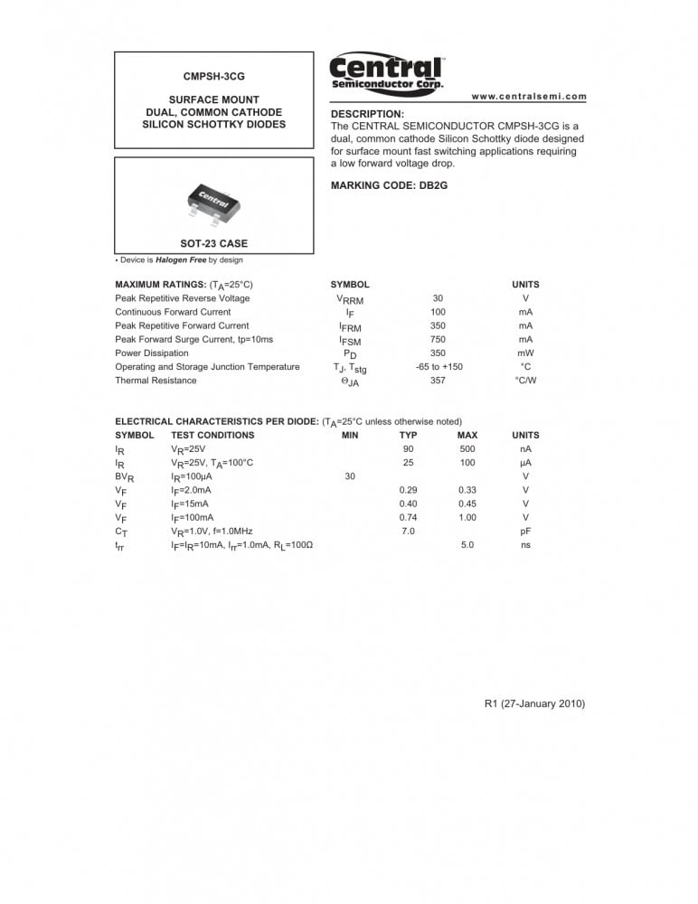 CMPSH-3CG TR PBFREE datasheet page 1