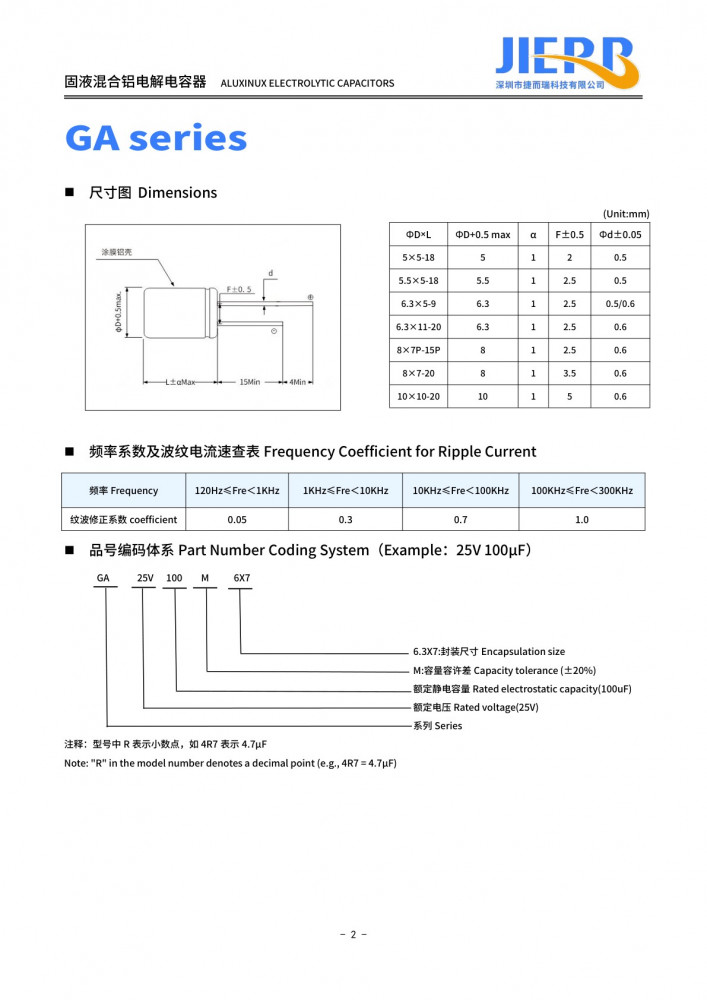 JIERR GA series datasheet page 2