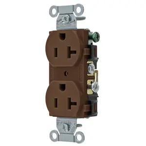 Straight Blade Devices, Receptacles, Duplex, Commercial Grade, 20A 125V, 2-Pole 3-Wire Grounding, 5-20R, Brown, Single Pack for sale