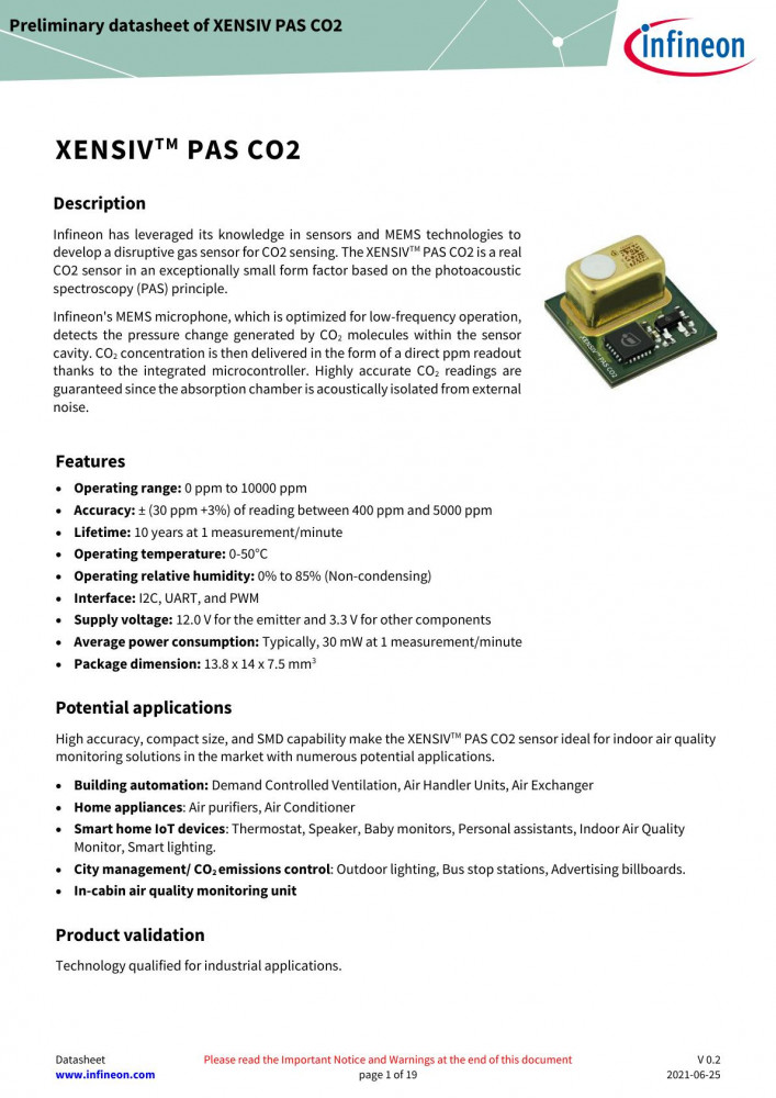 Infineon PAS CO2 document page 1