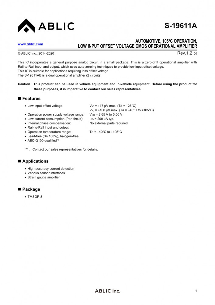 S-19611A datasheet page 1