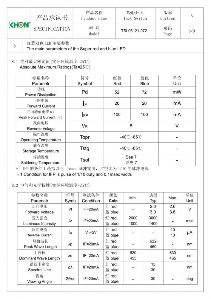 TSL06121 specification page 9