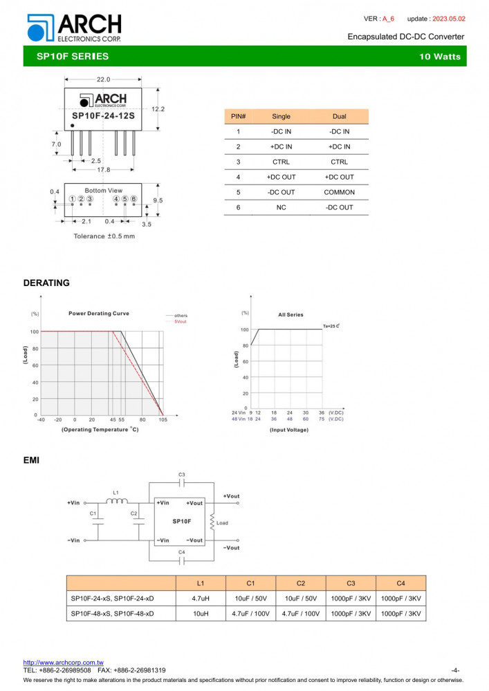 ARCH SP10F datasheet page 4