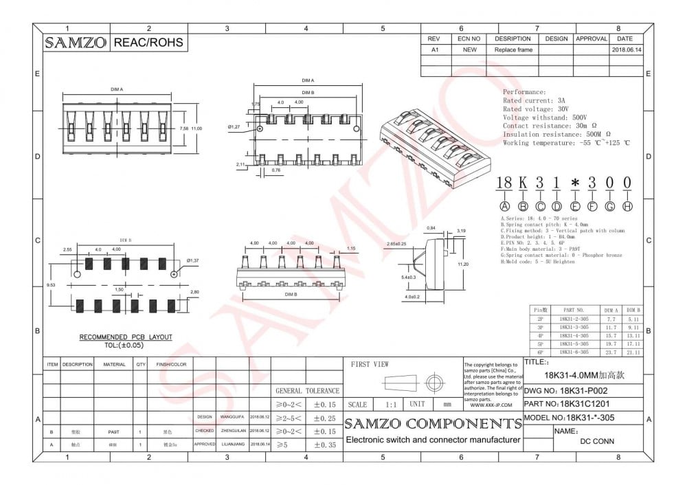 SAMZO 18K314305 technical drawing preview