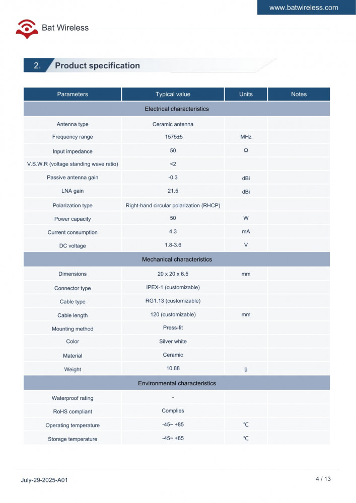 BWGPSCNX20-20B1Y4L120 technical document page 4