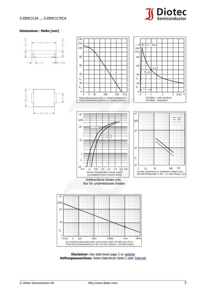 DIOTEC SMCJ transient voltage suppressor datasheet page 3
