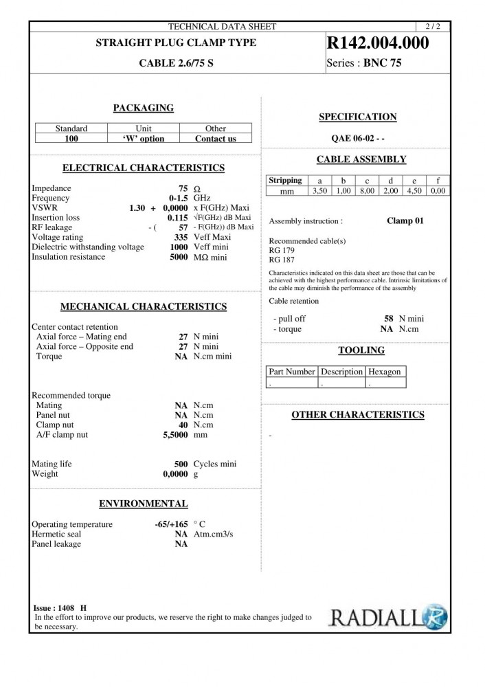 Radiall R142004000 datasheet page 2