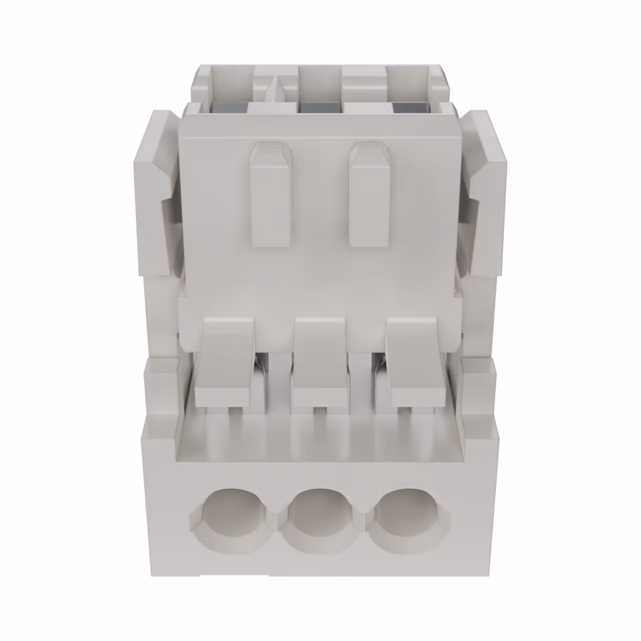 Appli-Mate RAST 2.5 IDT Housing, 2.50mm Pitch, with Side Latches, Female, 3 Circuits, Position Keys A & D Removed, Polarizing Rib Between 1/2, Red Color Stripe for sale