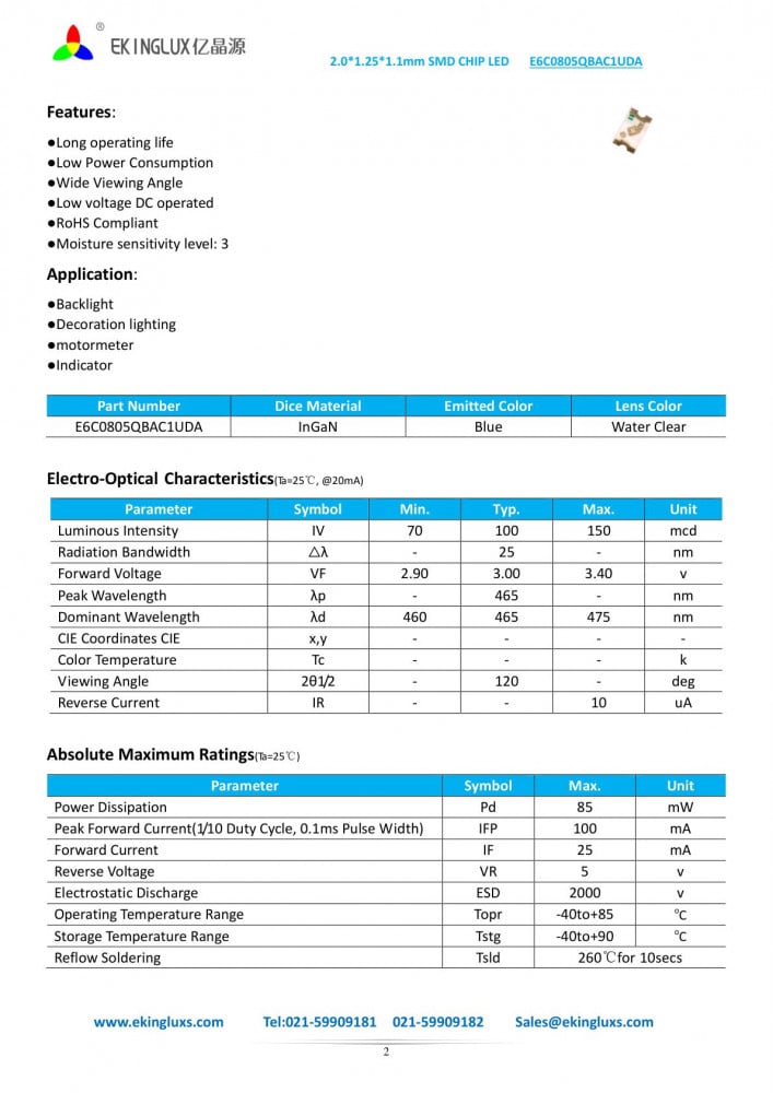 E6C0805QBAC1UDA datasheet page 2