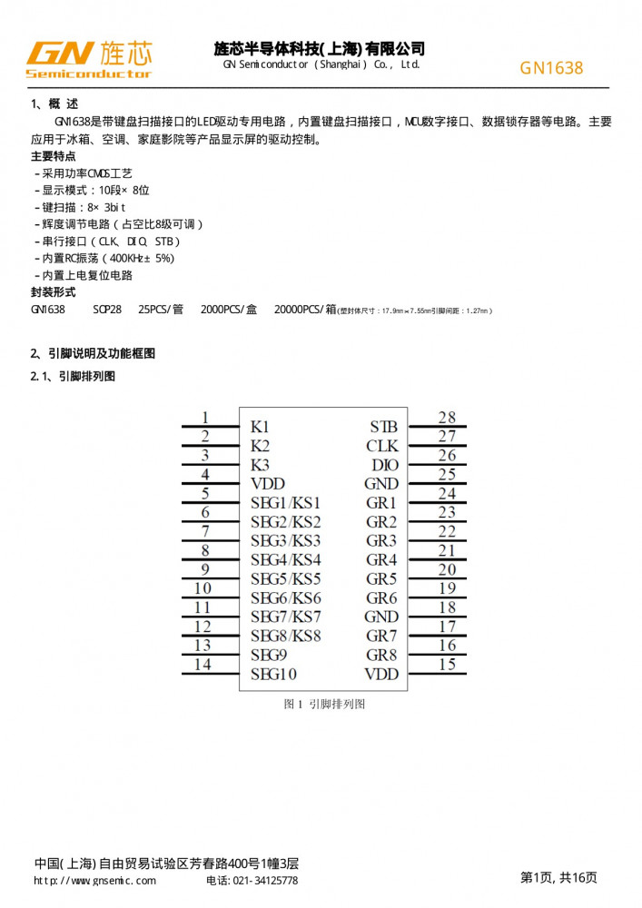 GN1638 datasheet page 1