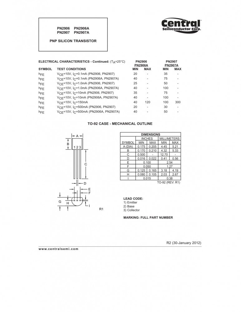 PN2906A datasheet page 2