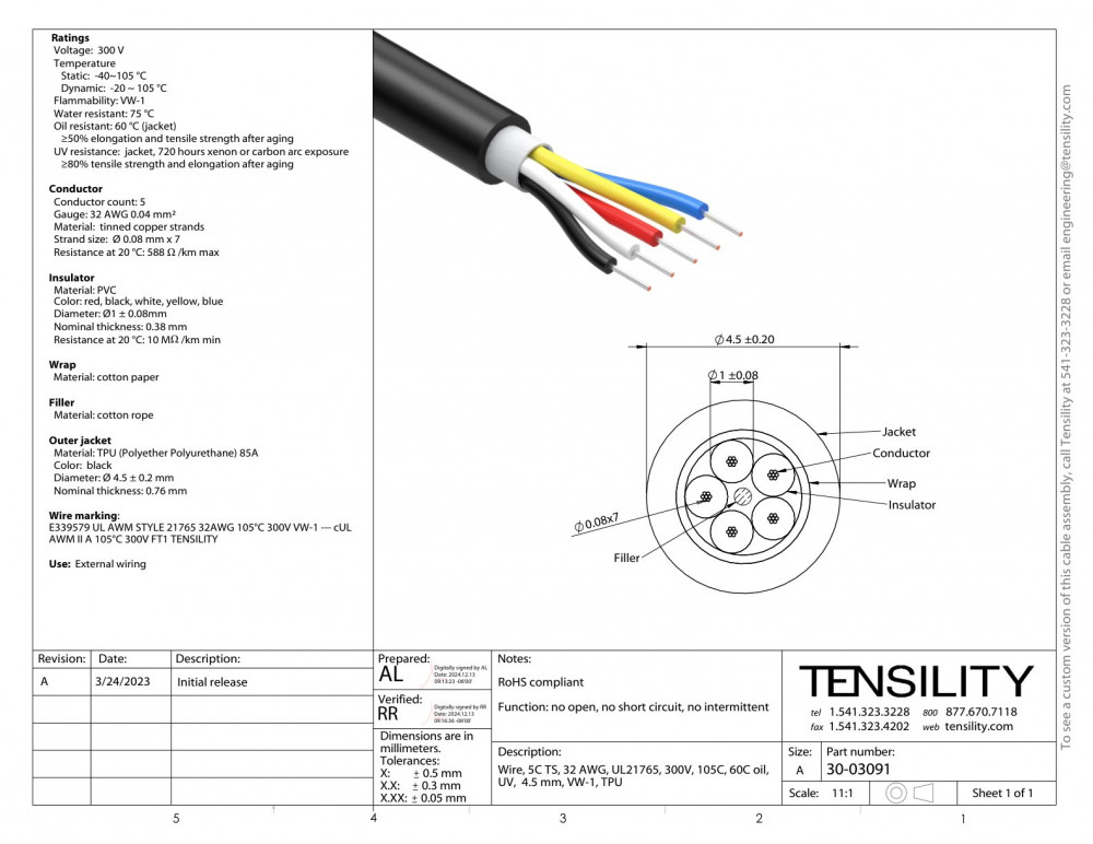 30-03091 wire drawing and specification sheet
