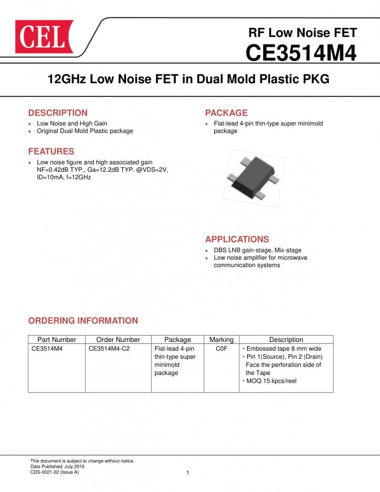 CE3514M4 datasheet page 1