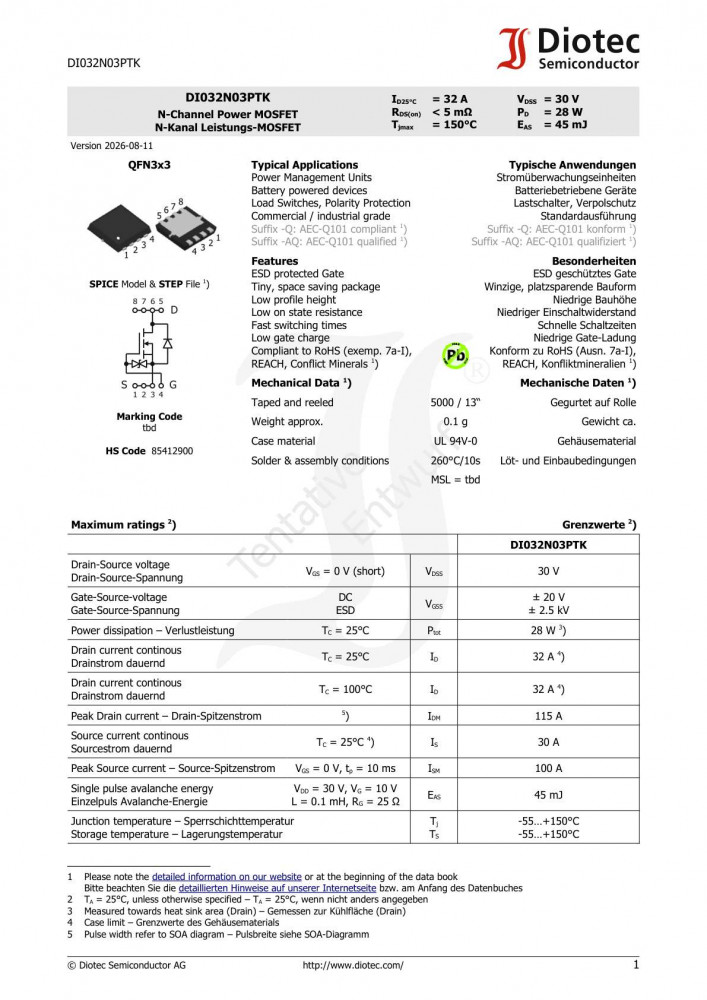DI032N03PTK document page 1