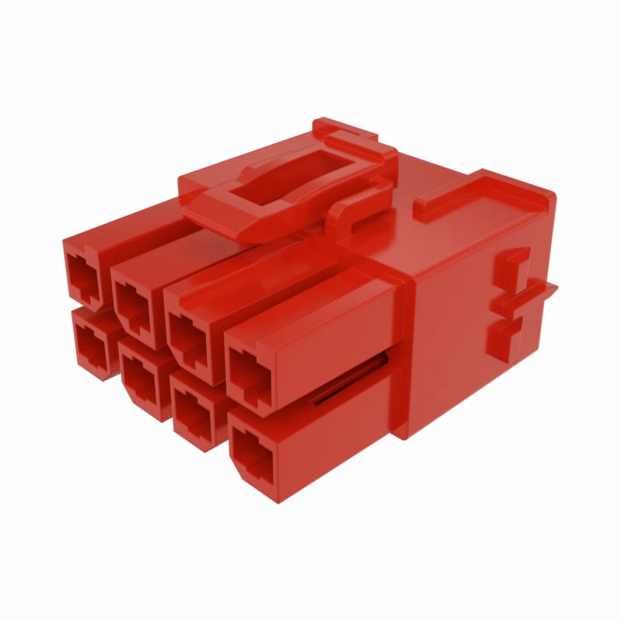 Mega-Fit ColorLock Tangless TPA-Capable Receptacle Housing, Dual Row, 8 Circuit, UL 94V-0, Glow-Wire Capable, Red for sale
