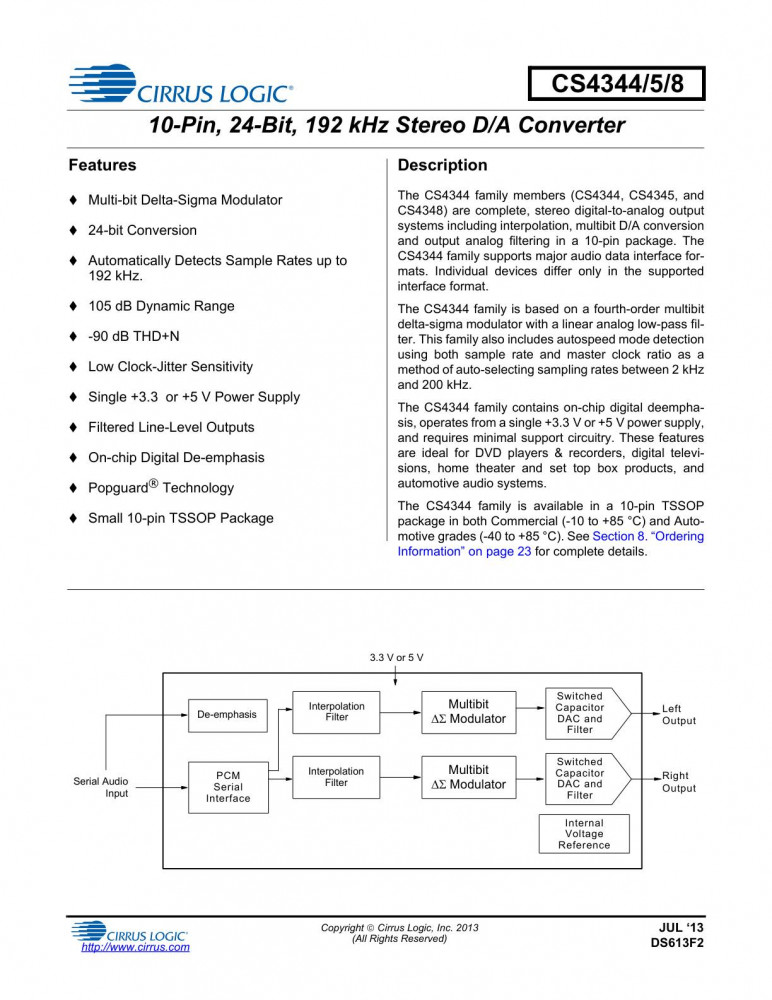 CS4344 datasheet page 1