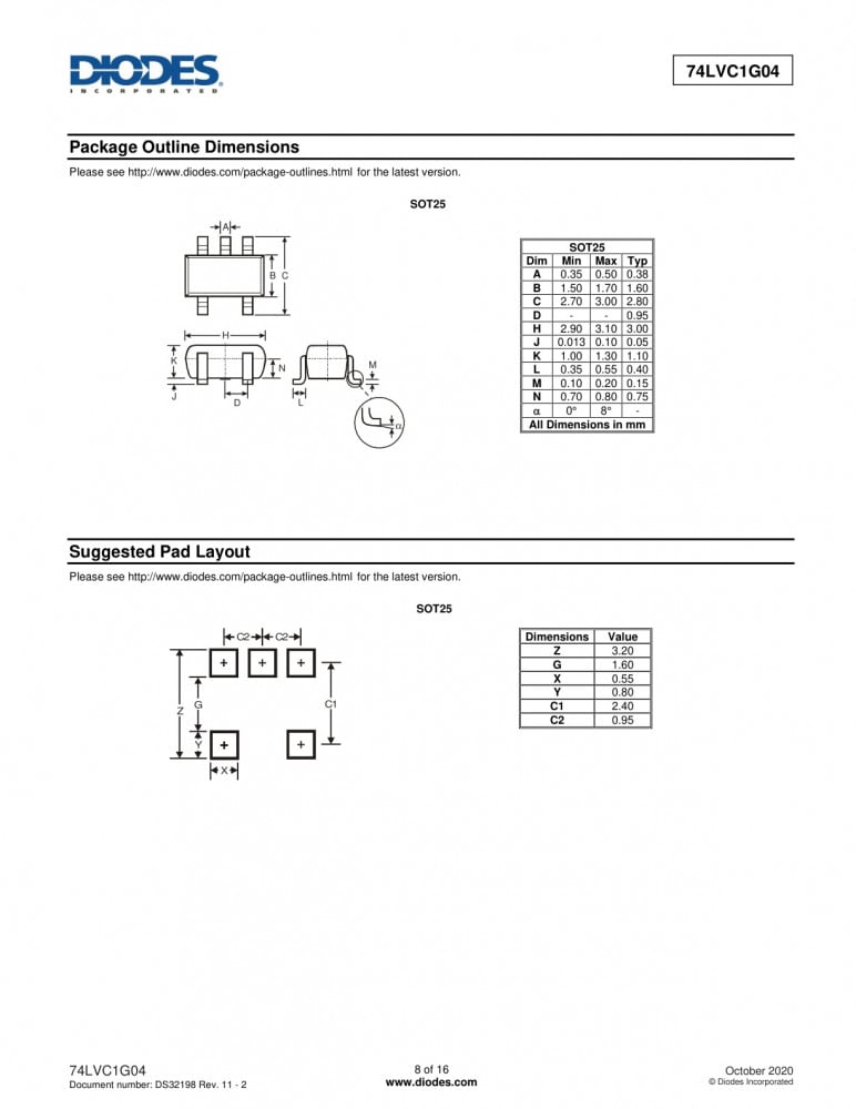 74LVC1G04SE-7 datasheet page 8