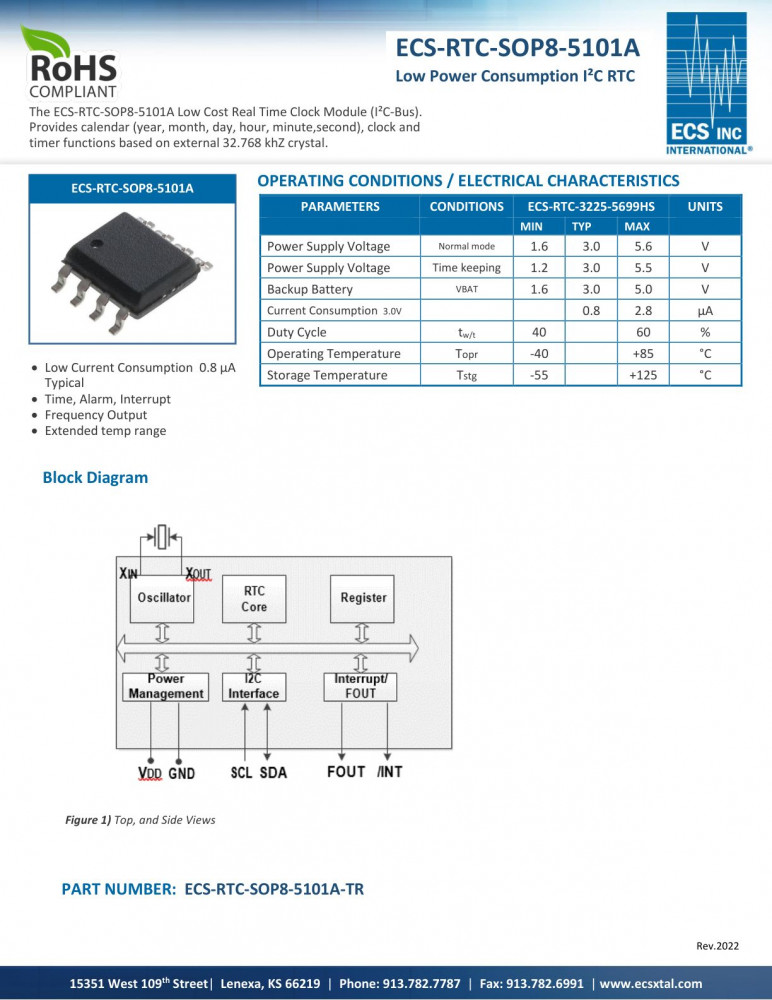 ECS-RTC-SOP8-5101A technical document page 1