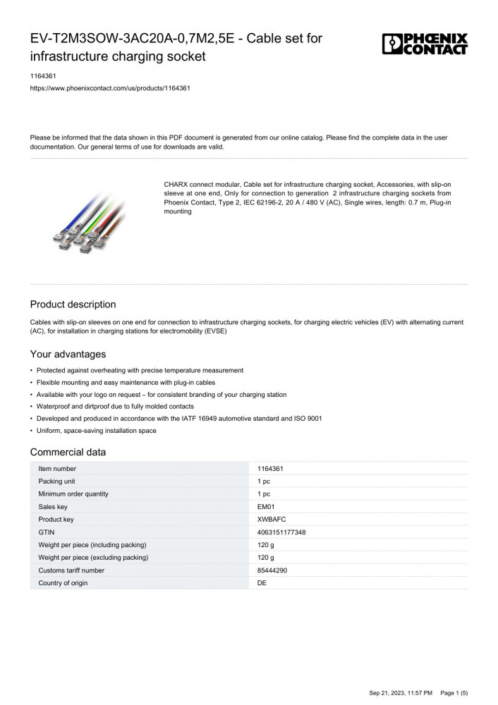 Phoenix Contact 1164361 technical document page 1