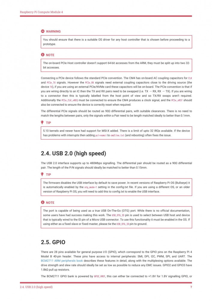 Raspberry Pi Compute Module 4 documentation page 8