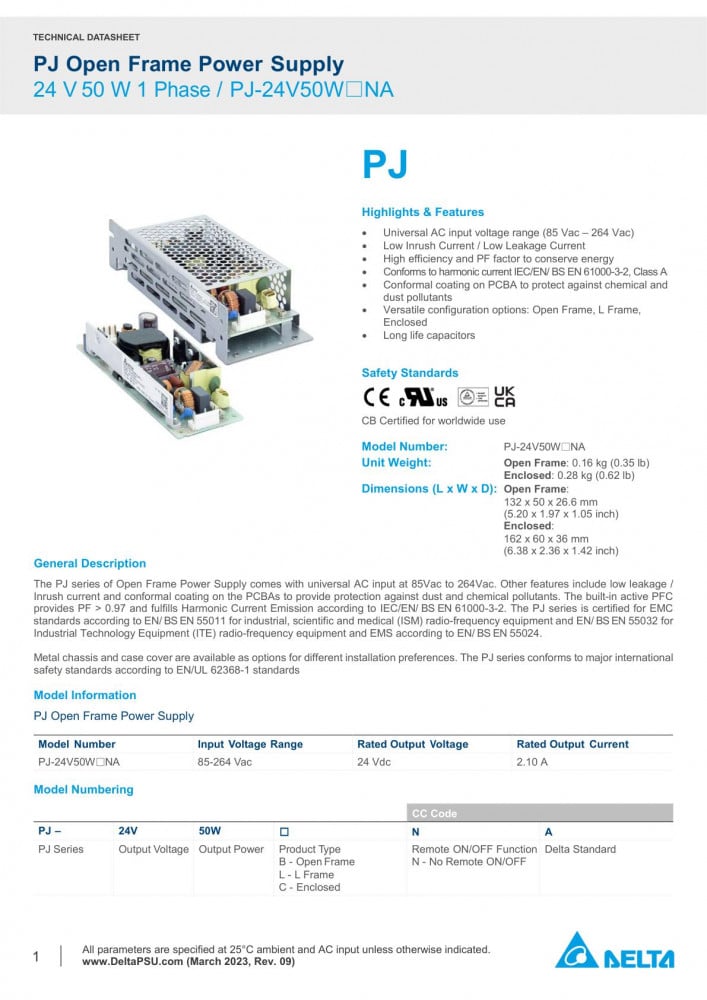 PJ-24V50WBNA datasheet page 1