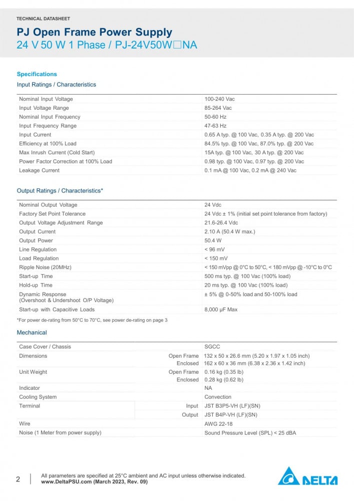 PJ-24V50WBNA datasheet page 2